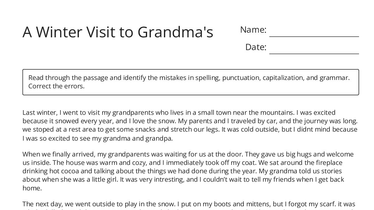 A Winter Visit to Grandma's - My Worksheet Maker: Create Your Own ...