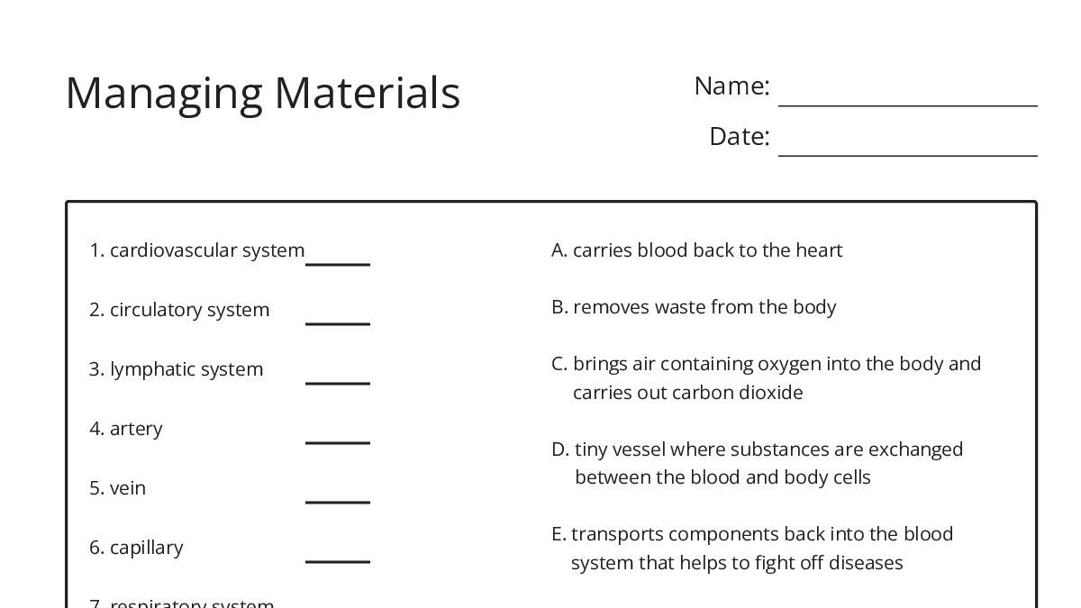 Managing Materials - My Worksheet Maker: Create Your Own Worksheets