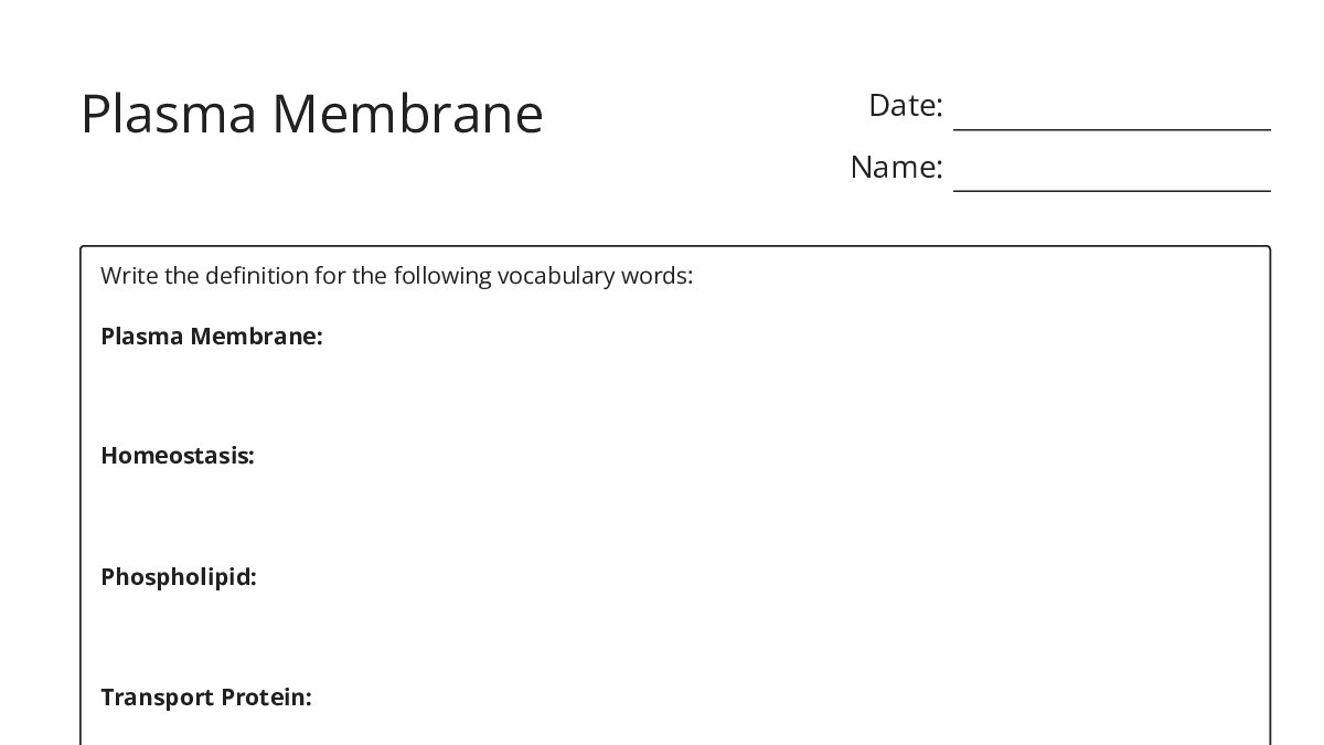 Plasma Membrane - My Worksheet Maker: Create Your Own Worksheets