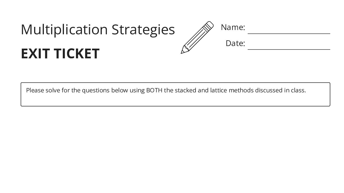Multiplication Strategies EXIT TICKET - My Worksheet Maker: Create Your ...