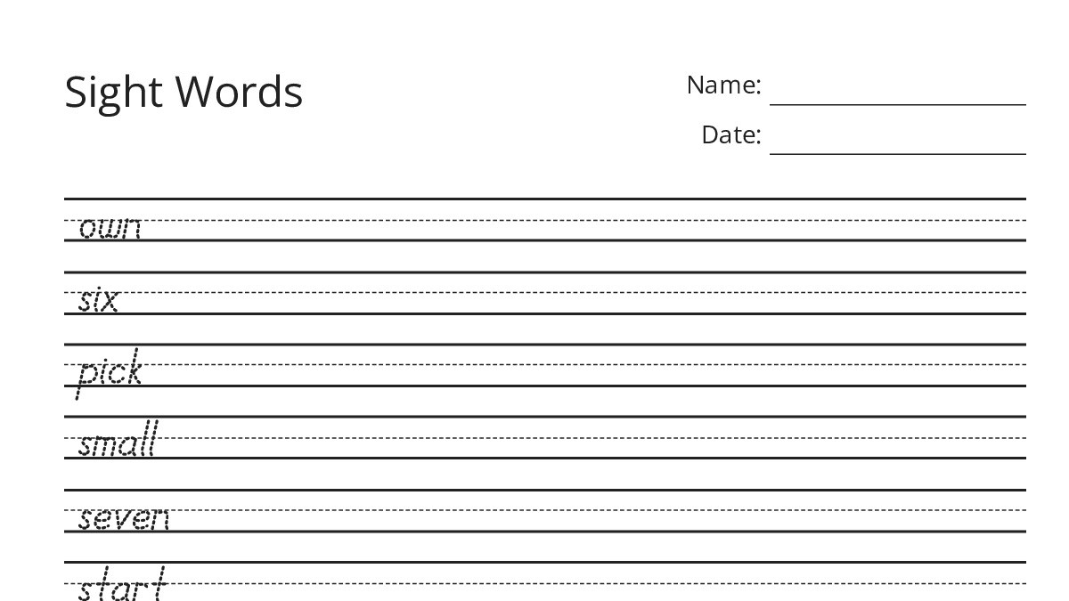 Sight Words - My Worksheet Maker: Create Your Own Worksheets