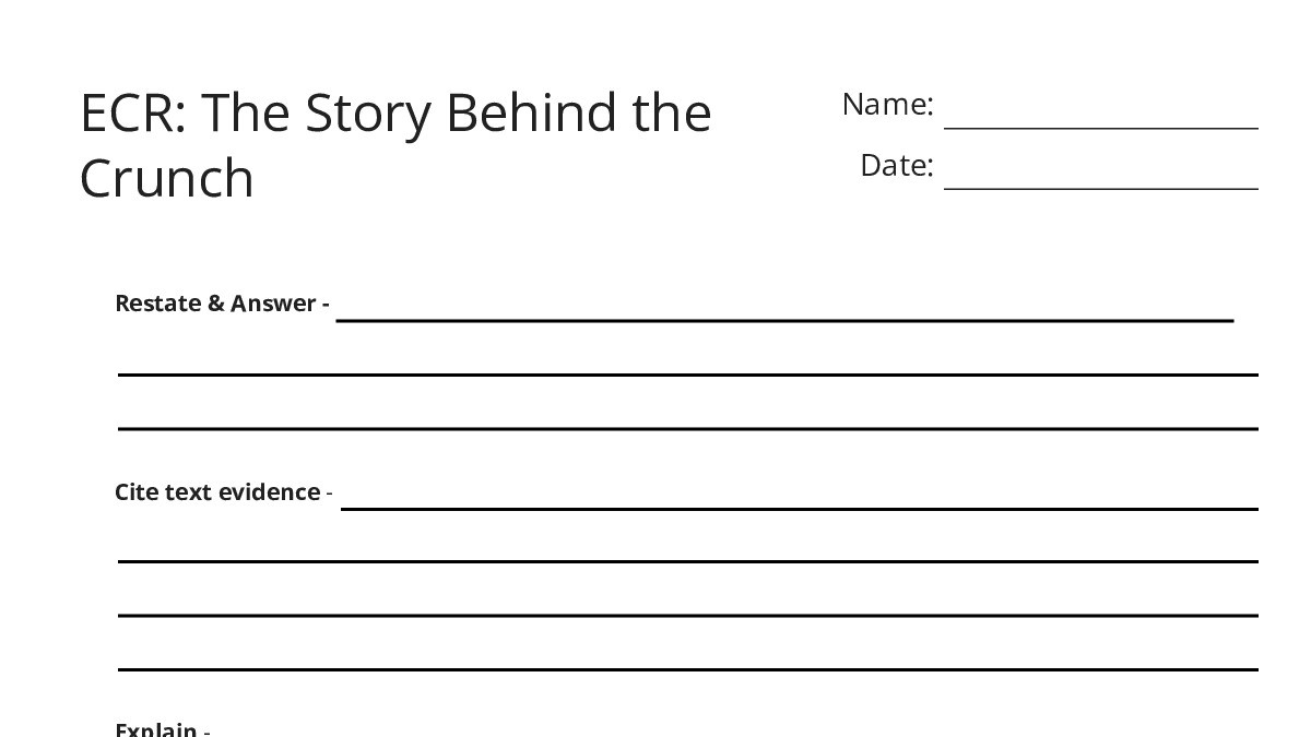 ECR: The Story Behind the Crunch - My Worksheet Maker: Create Your Own ...