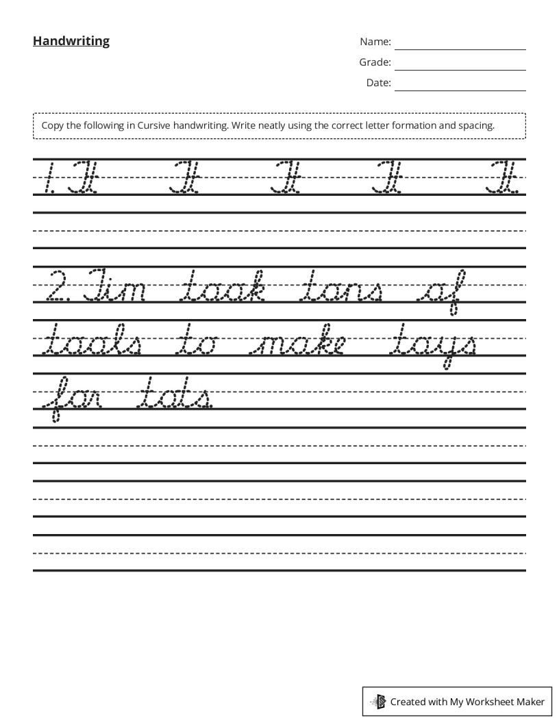 Handwriting - My Worksheet Maker: Create Your Own Worksheets