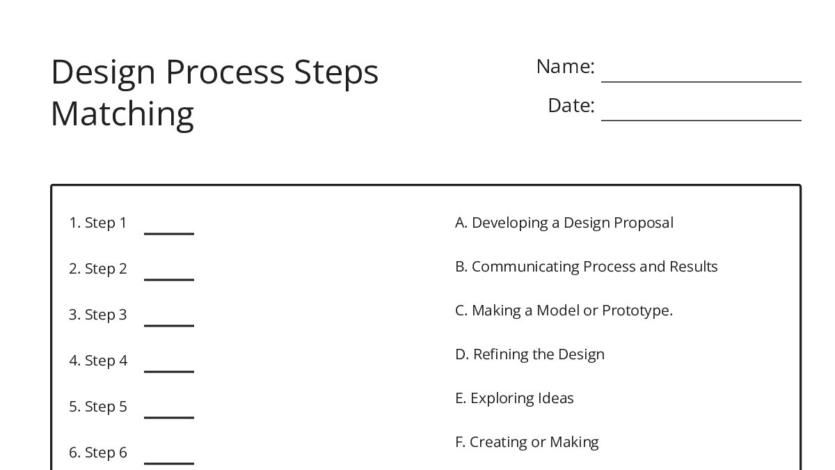 Design Process Steps Matching - My Worksheet Maker: Create Your Own ...