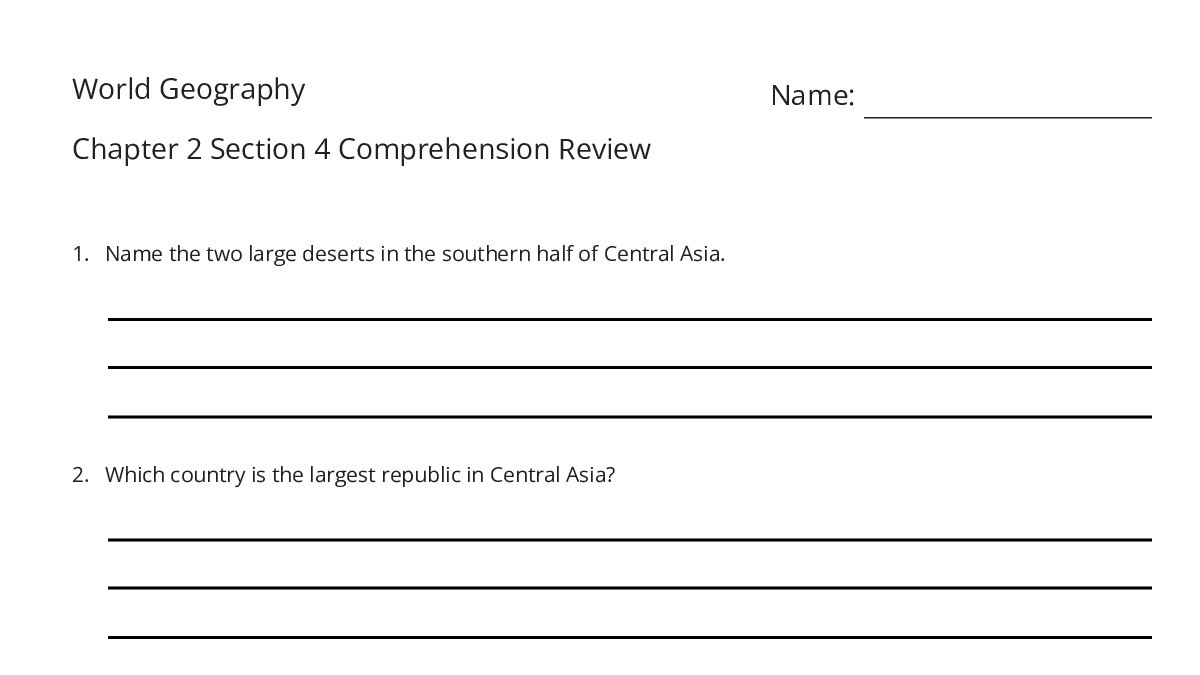 World Geography Chapter 2 Section 4 Comprehension Review - My Worksheet ...