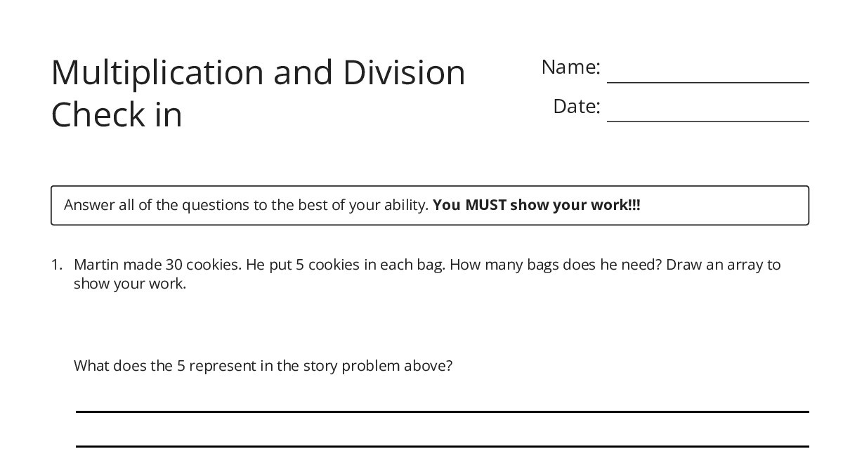 Multiplication and Division Check in - My Worksheet Maker: Create Your ...