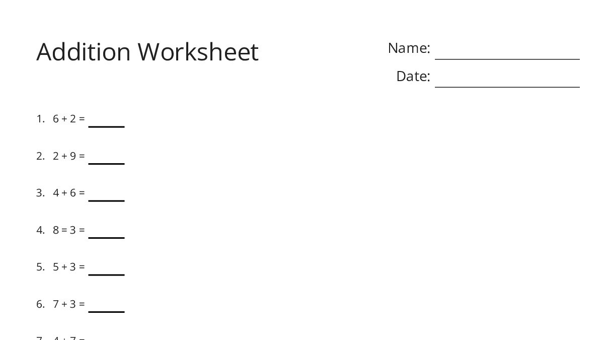 Addition Worksheet - My Worksheet Maker: Create Your Own Worksheets
