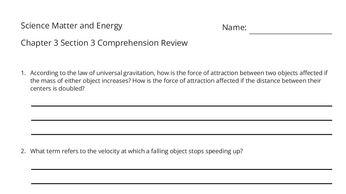 Science Matter and Energy Chapter 3 Section 3 Comprehension Review - My ...