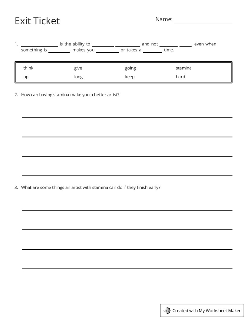 Exit Ticket - My Worksheet Maker: Create Your Own Worksheets