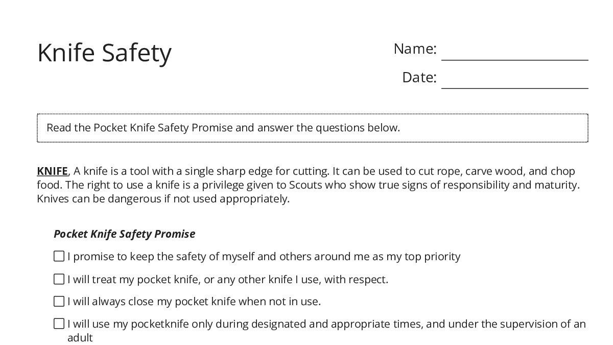 Knife Safety - My Worksheet Maker: Create Your Own Worksheets