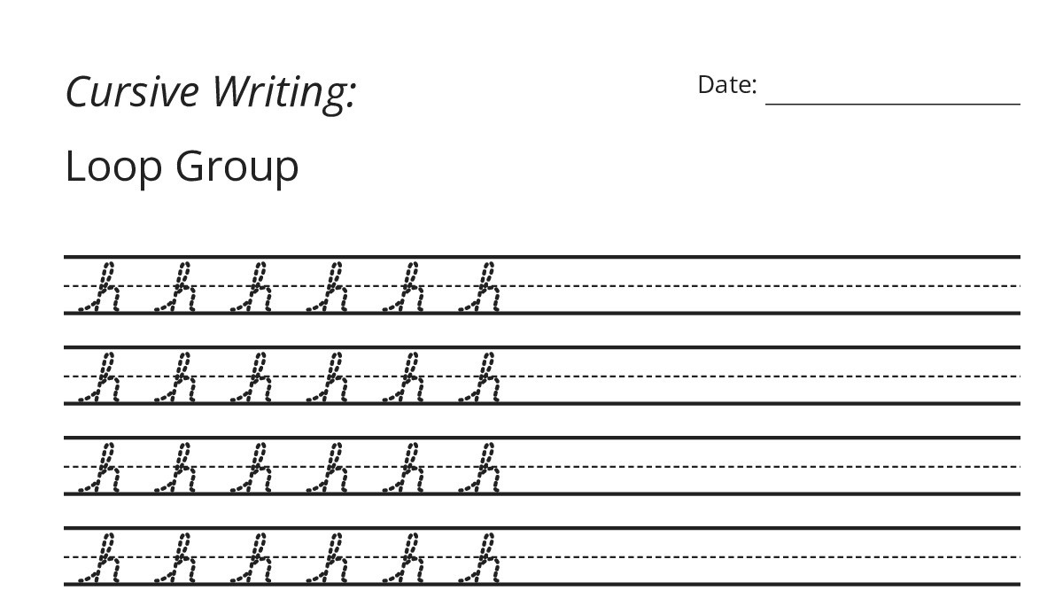 Cursive Writing: Loop Group - My Worksheet Maker: Create Your Own ...