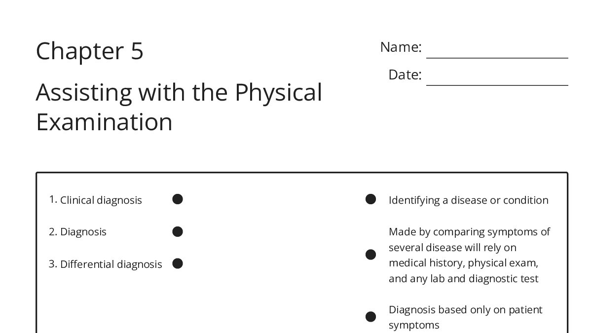 Chapter 5 Assisting with the Physical Examination - My Worksheet Maker ...