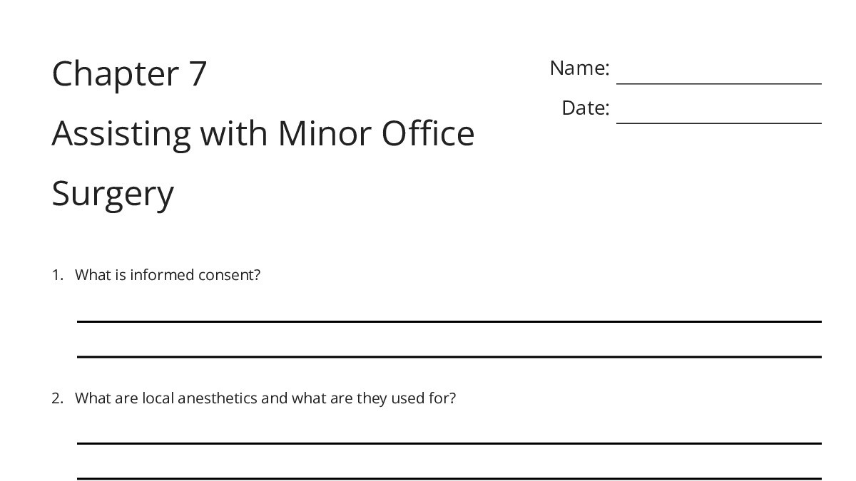 Chapter 7 Assisting with Minor Office Surgery - My Worksheet Maker ...