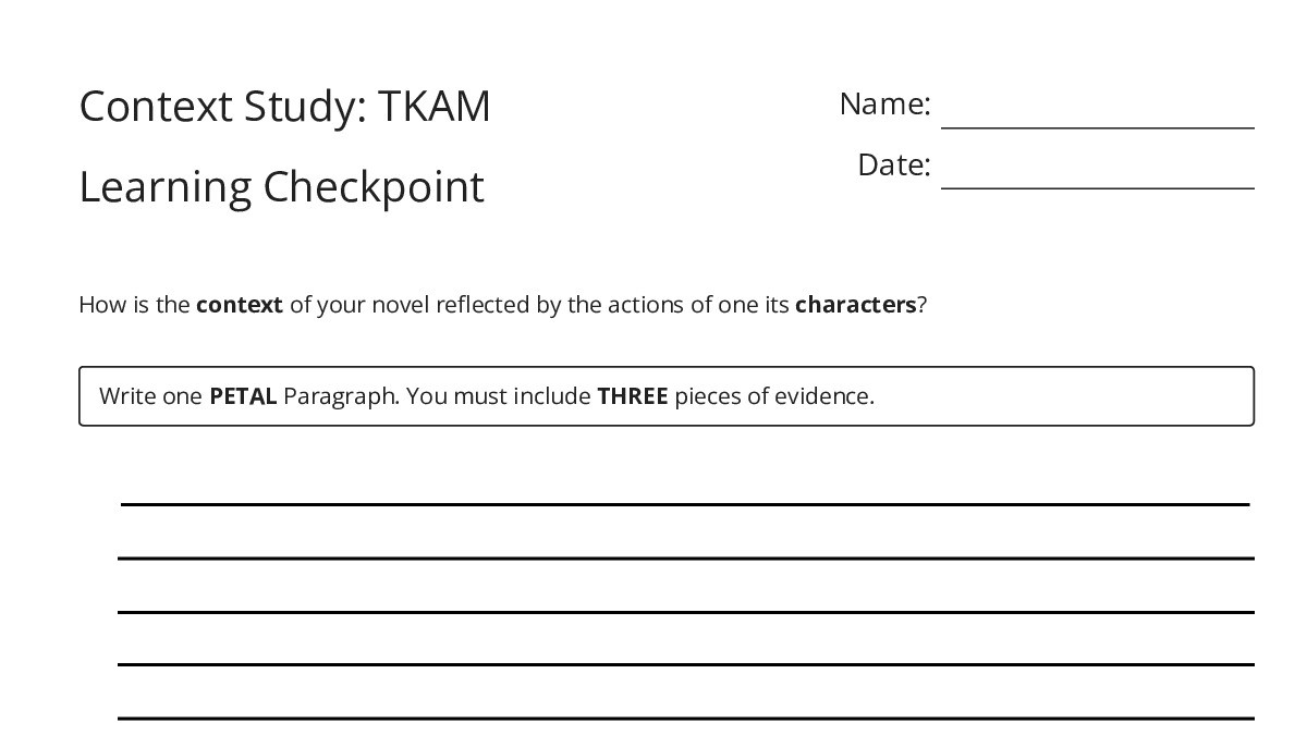 Context Study: TKAM Learning Checkpoint - My Worksheet Maker: Create ...