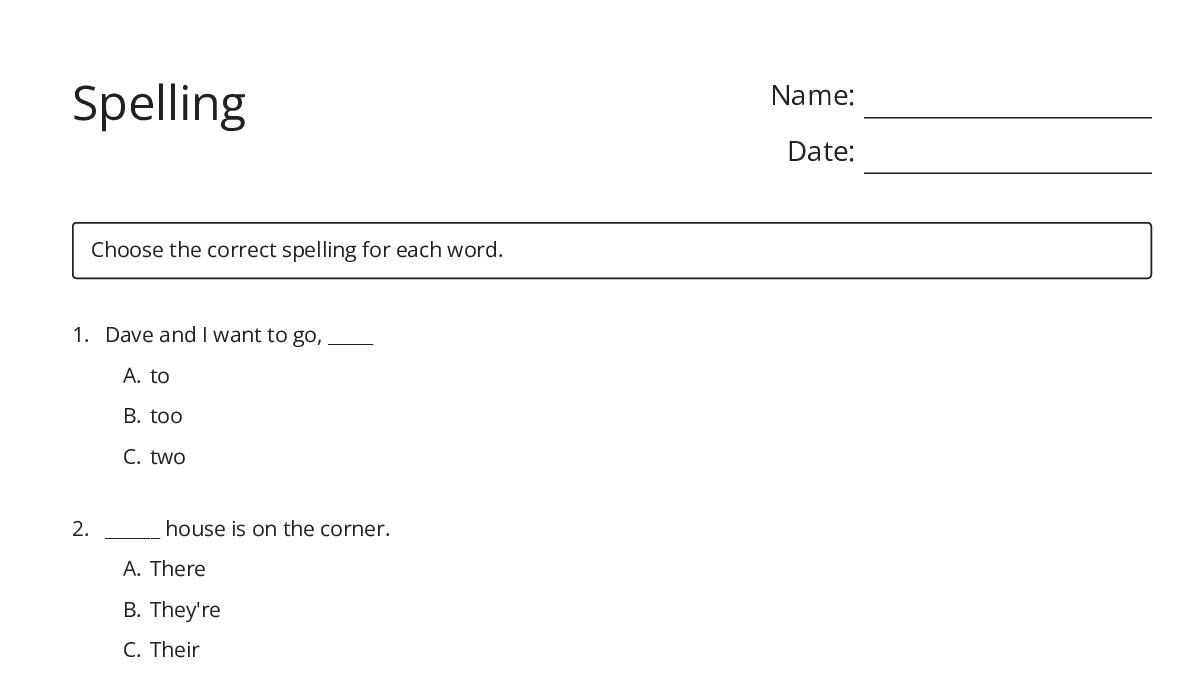 Spelling - My Worksheet Maker: Create Your Own Worksheets