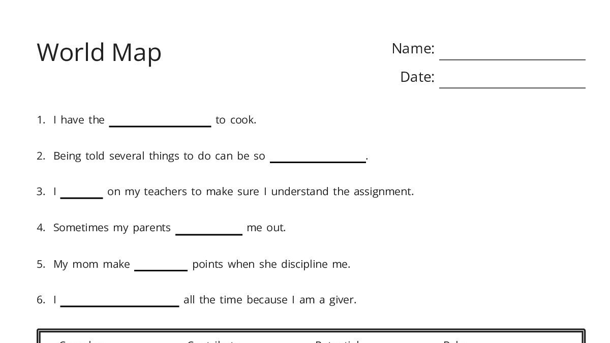 World Map - My Worksheet Maker: Create Your Own Worksheets