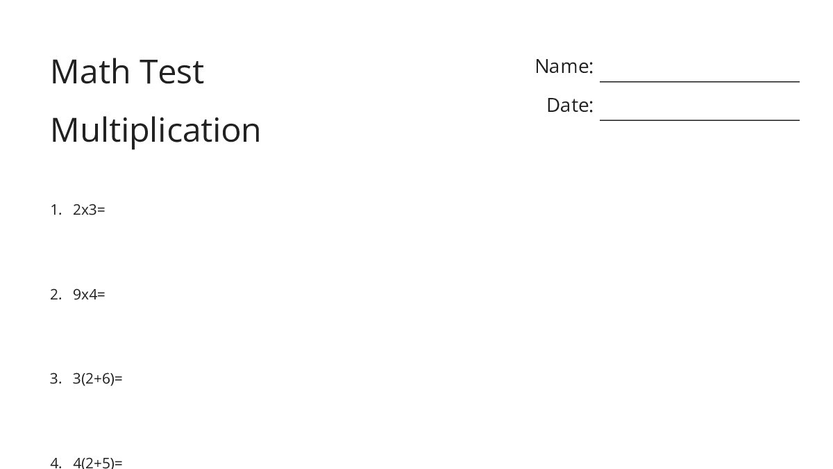 Math Test Multiplication - My Worksheet Maker: Create Your Own Worksheets