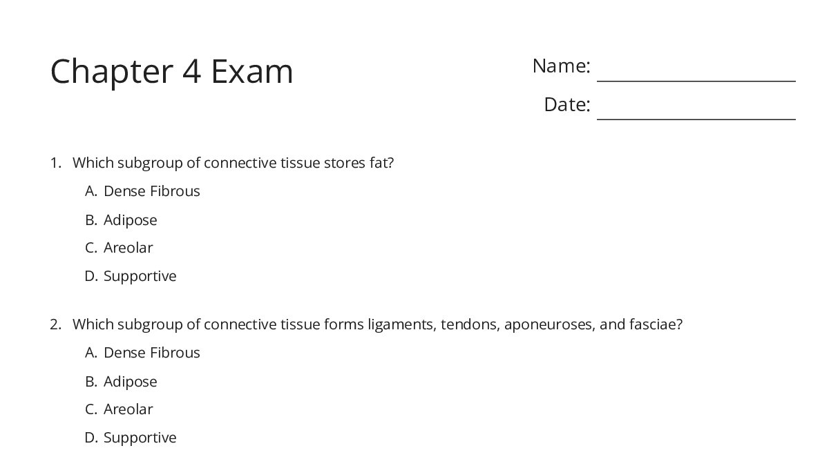 Chapter 4 Exam - My Worksheet Maker: Create Your Own Worksheets