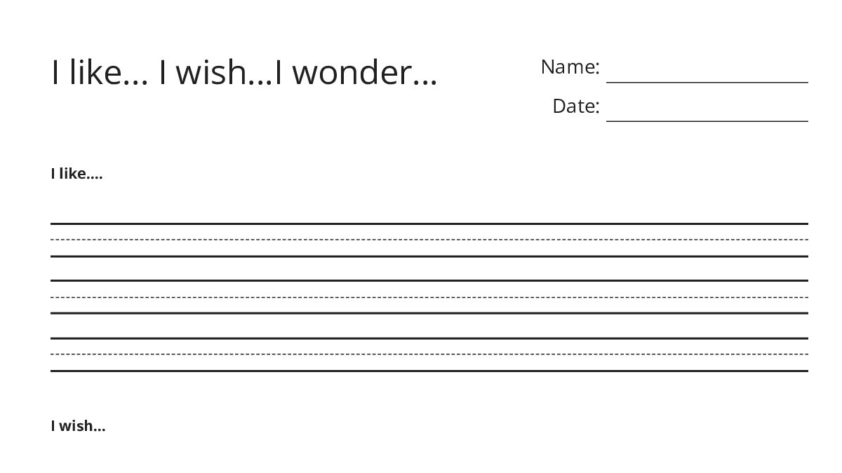 I like... I wish...I wonder... - My Worksheet Maker: Create Your Own ...