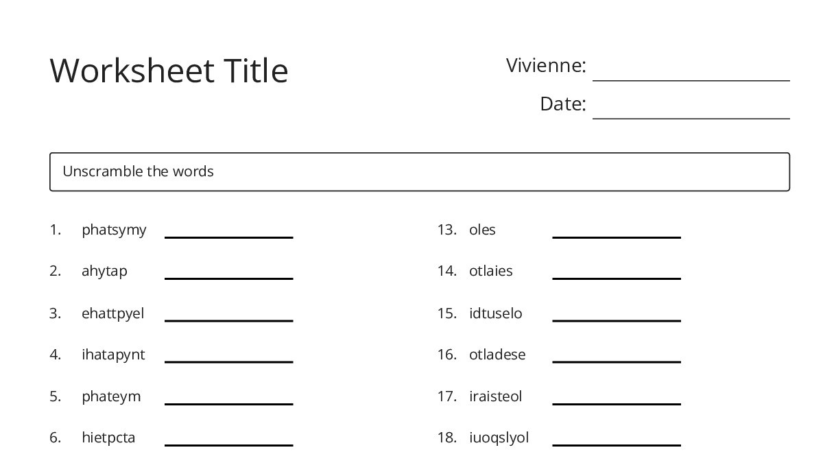 Worksheet Title - My Worksheet Maker: Create Your Own Worksheets
