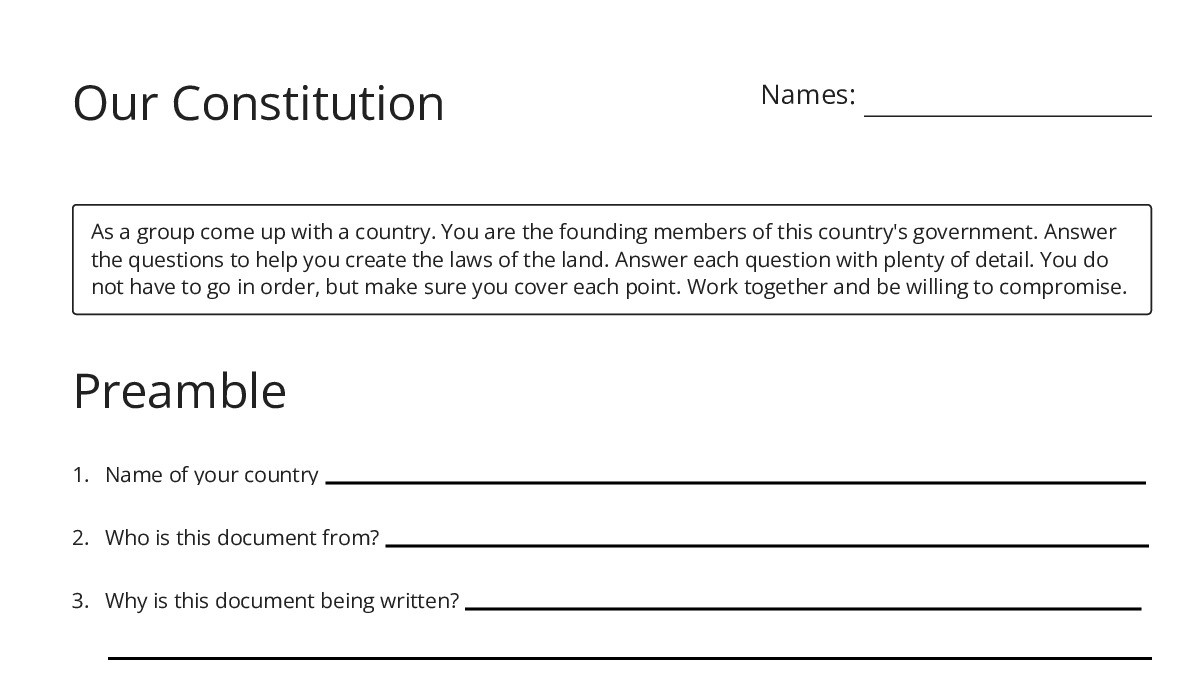 Our Constitution - My Worksheet Maker: Create Your Own Worksheets