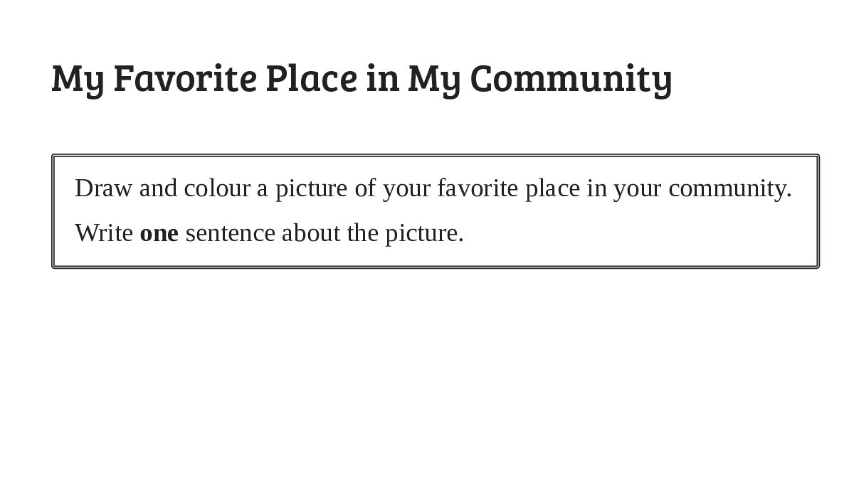 My Favorite Place in My Community - My Worksheet Maker: Create Your Own ...