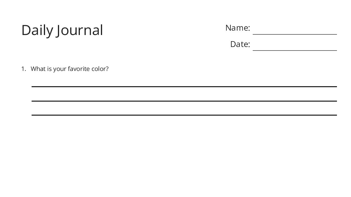 Daily Journal - My Worksheet Maker: Create Your Own Worksheets
