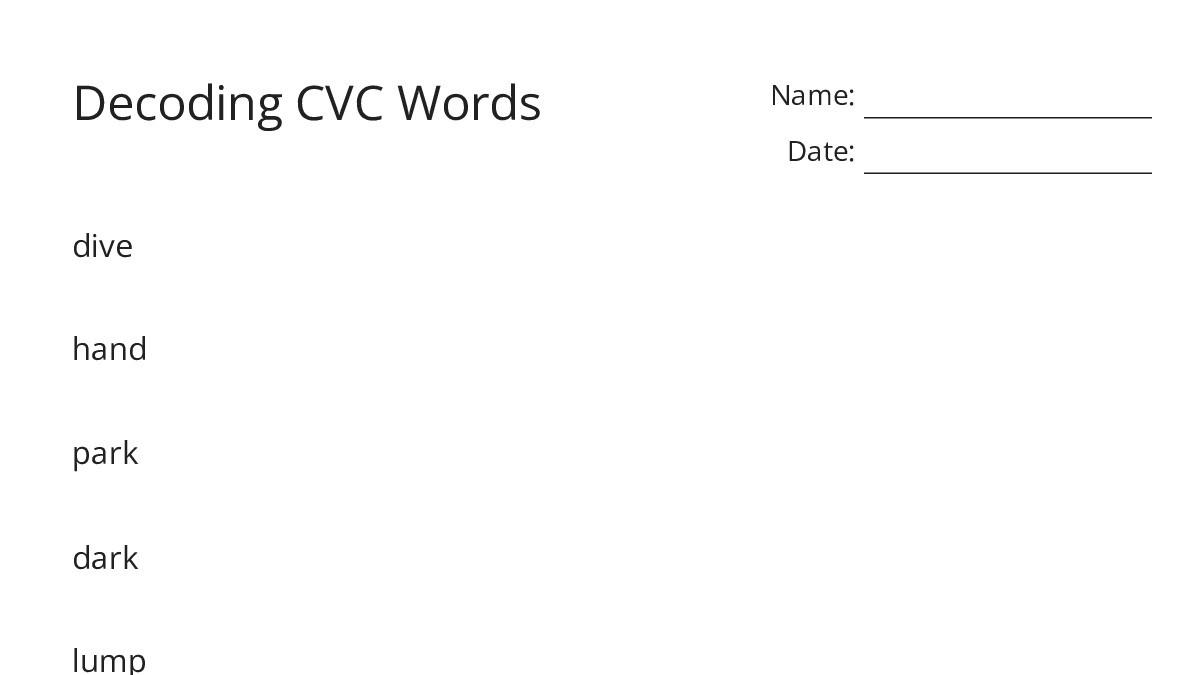 Decoding CVC Words - My Worksheet Maker: Create Your Own Worksheets