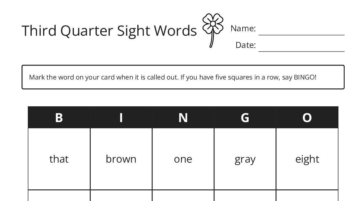 Third Quarter Sight Words - My Bingo Maker: Create Your Own Bingo Cards