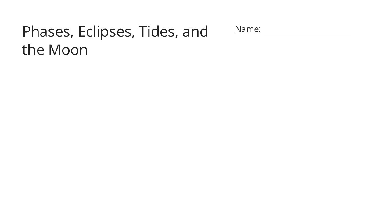 Phases, Eclipses, Tides, and the Moon - My Worksheet Maker: Create Your ...
