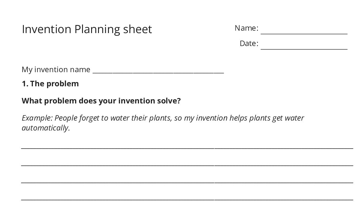 Invention Planning sheet - My Worksheet Maker: Create Your Own Worksheets