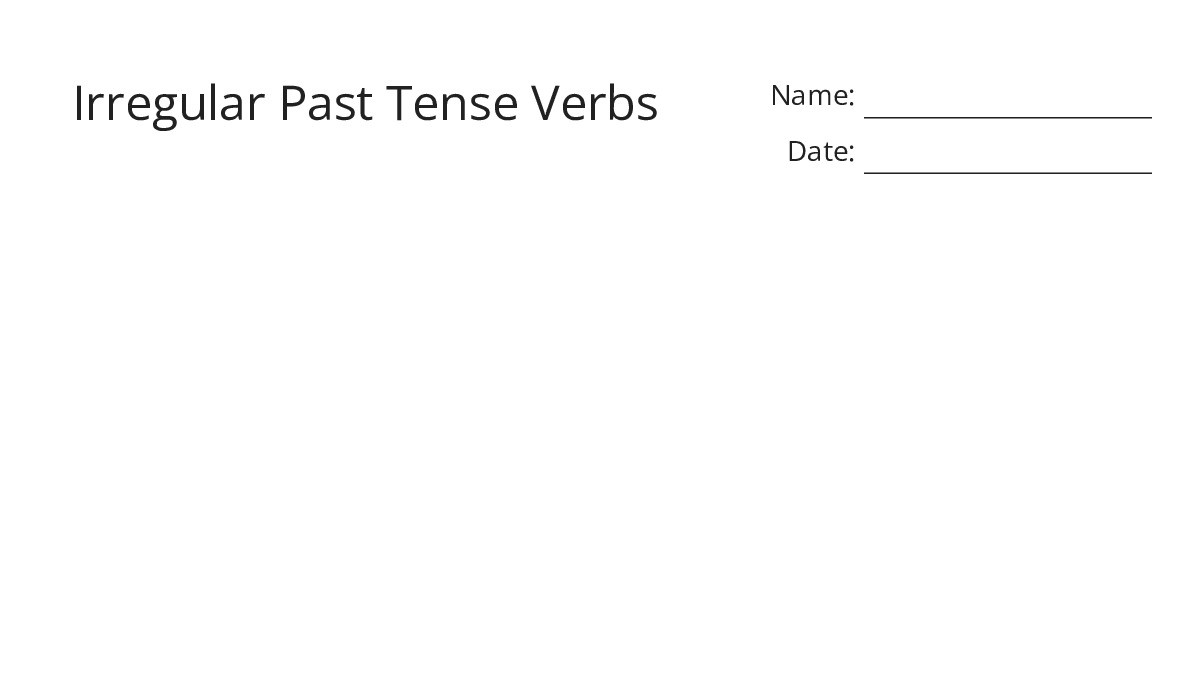 Irregular Past Tense Verbs - My Worksheet Maker: Create Your Own Worksheets