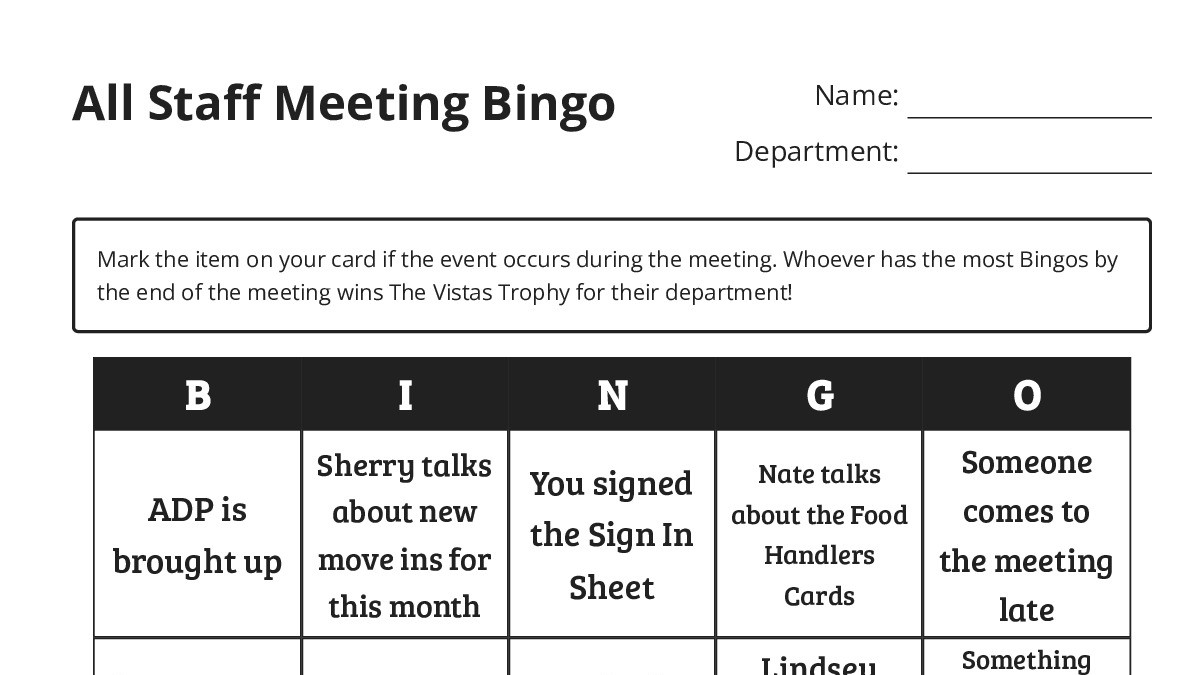 All Staff Meeting Bingo - My Bingo Maker: Create Your Own Bingo Cards