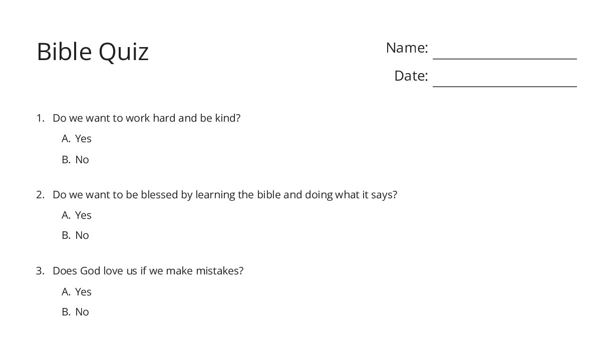 Bible Quiz - My Worksheet Maker: Create Your Own Worksheets