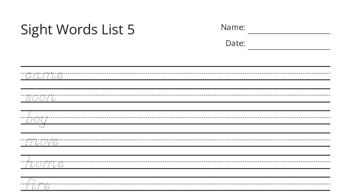 Sight Words List 5 - My Worksheet Maker: Create Your Own Worksheets