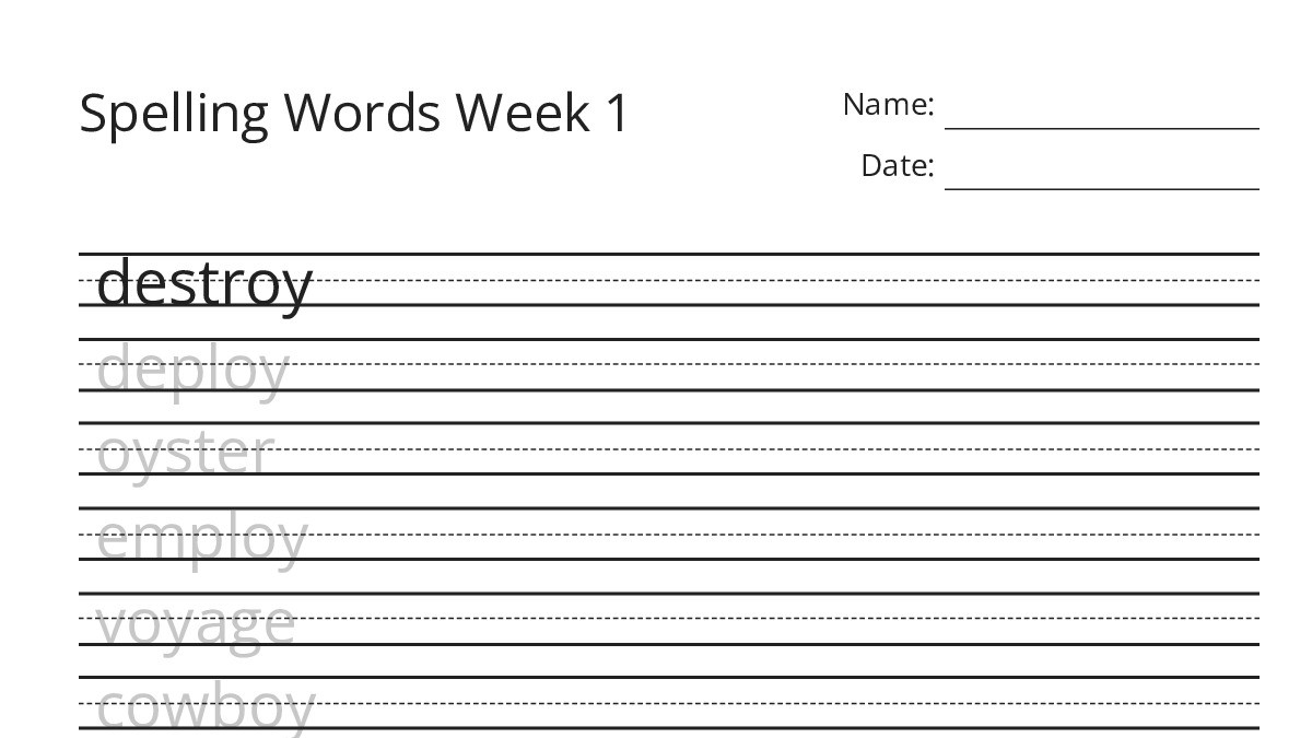 Spelling Words Week 1 - My Worksheet Maker: Create Your Own Worksheets