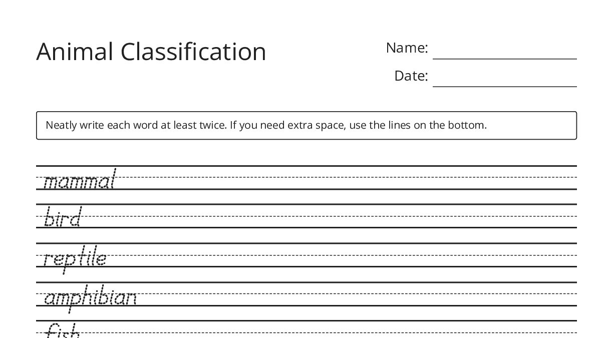 Animal Classification - My Worksheet Maker: Create Your Own Worksheets