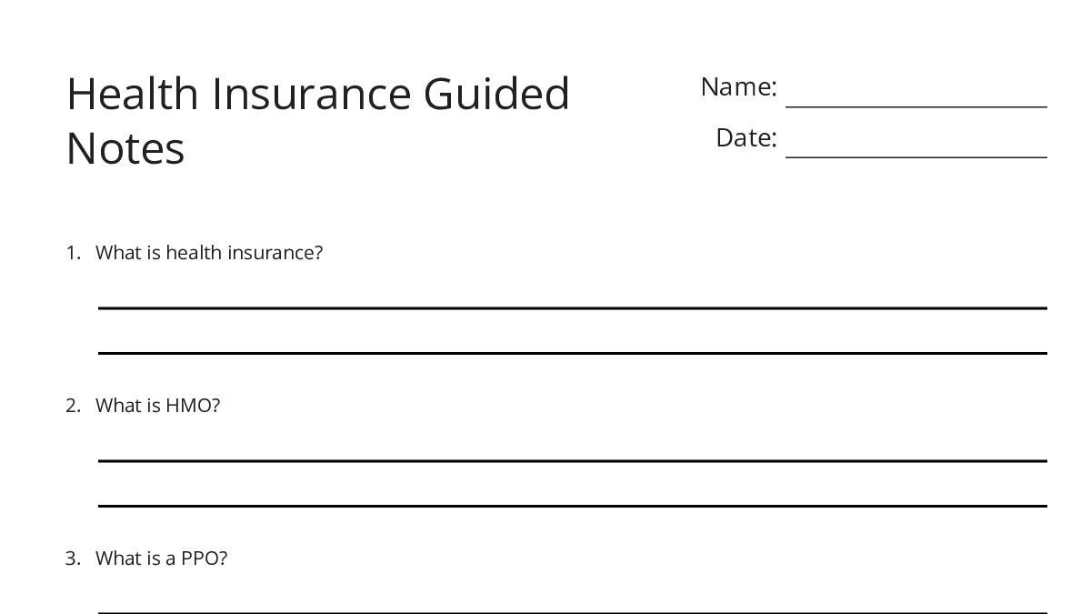 Health Insurance Guided Notes - My Worksheet Maker: Create Your Own ...