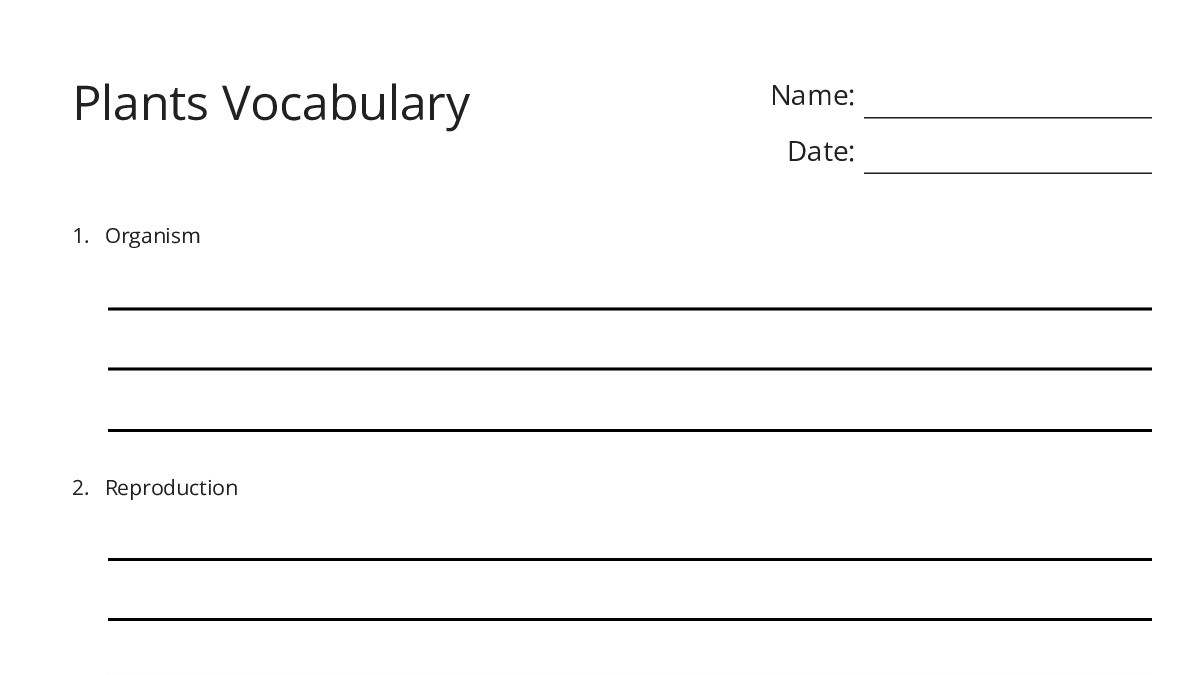 Plants Vocabulary - My Worksheet Maker: Create Your Own Worksheets