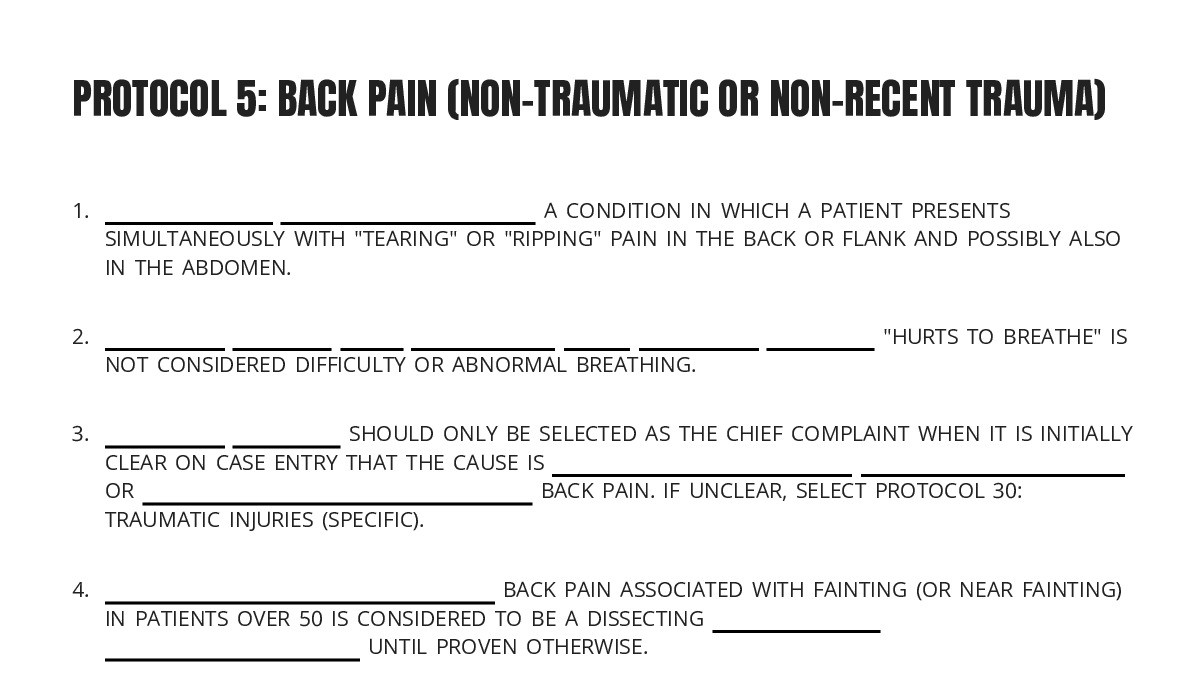 PROTOCOL 5: BACK PAIN (NON-TRAUMATIC OR NON-RECENT TRAUMA) - My ...