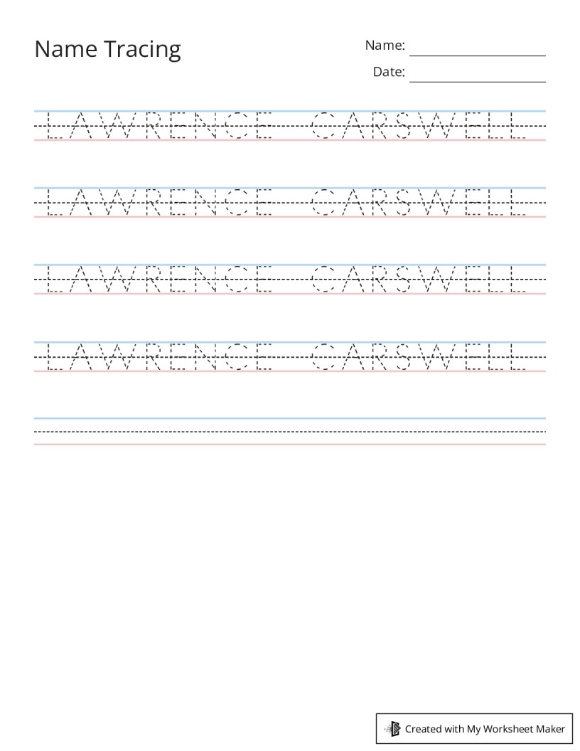 Name Tracing - My Worksheet Maker: Create Your Own Worksheets
