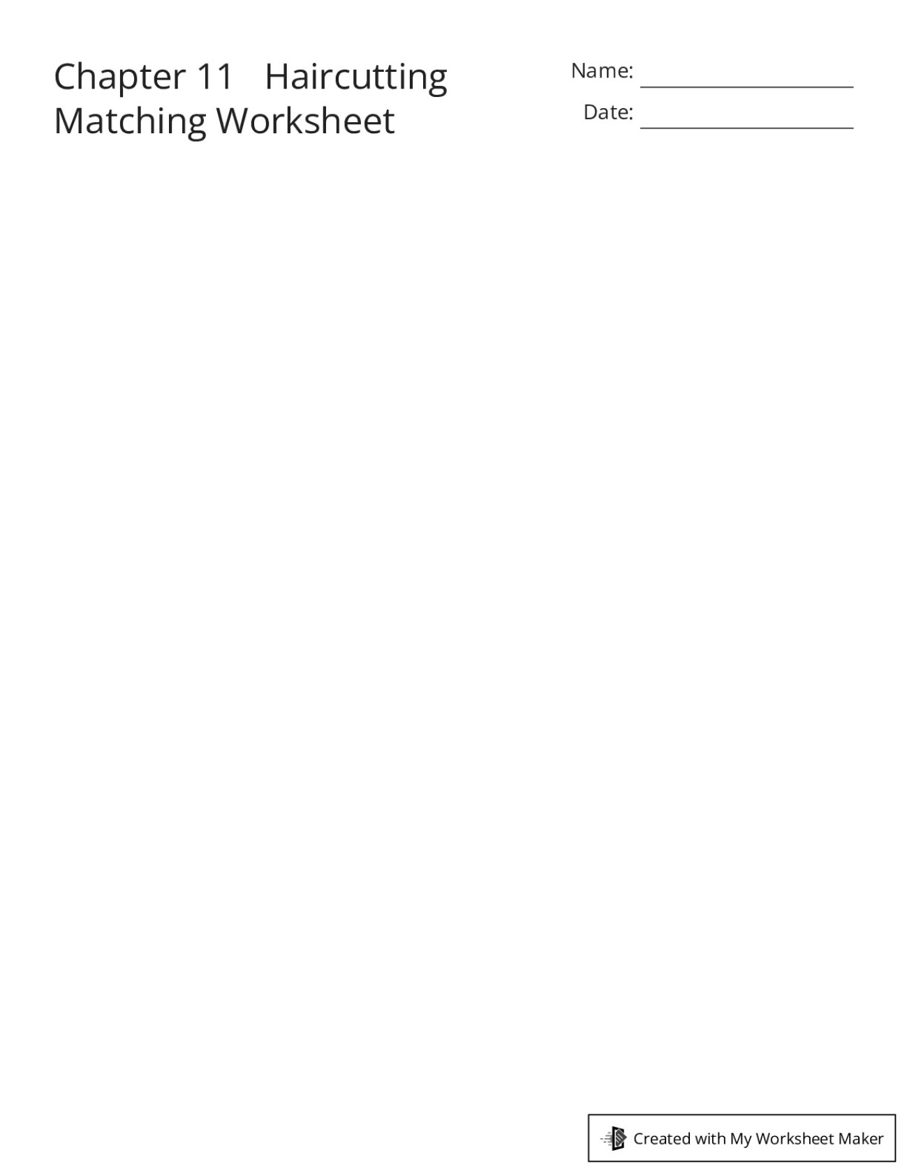 Matching Worksheet Generator