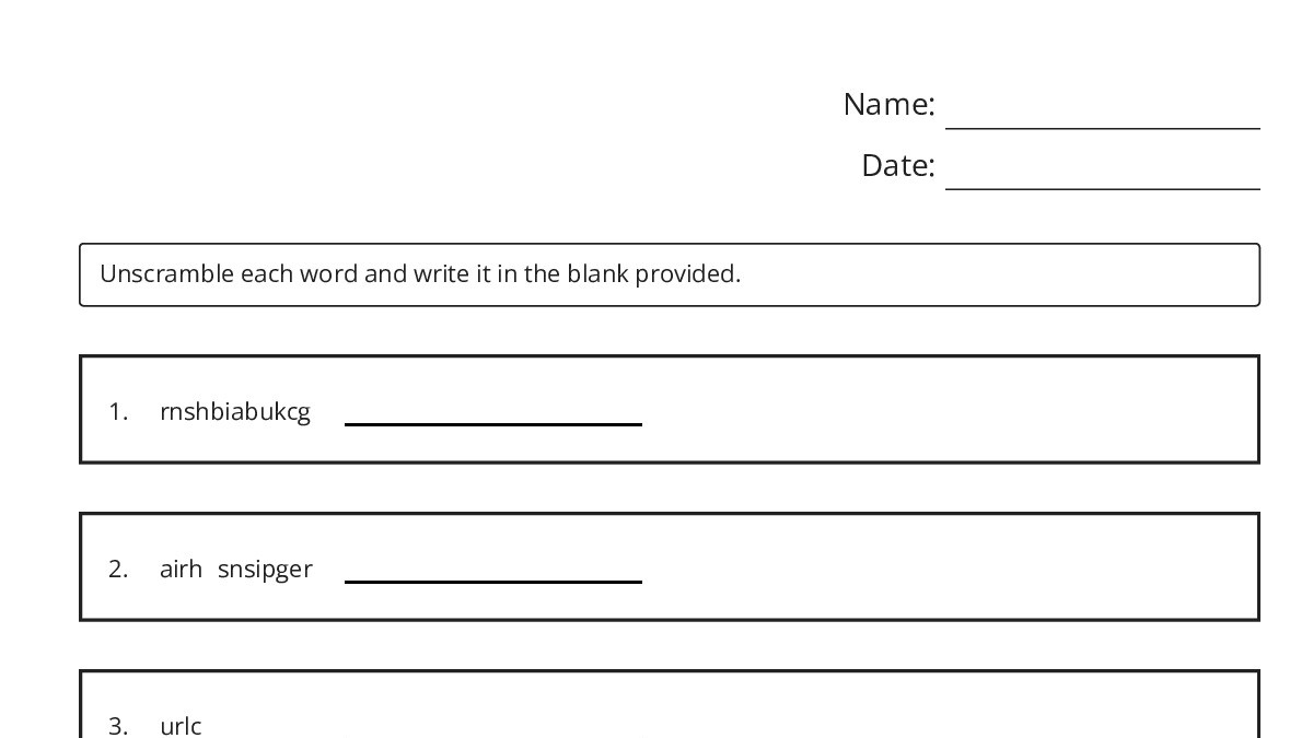 Word Scramble - My Worksheet Maker: Create Your Own Worksheets