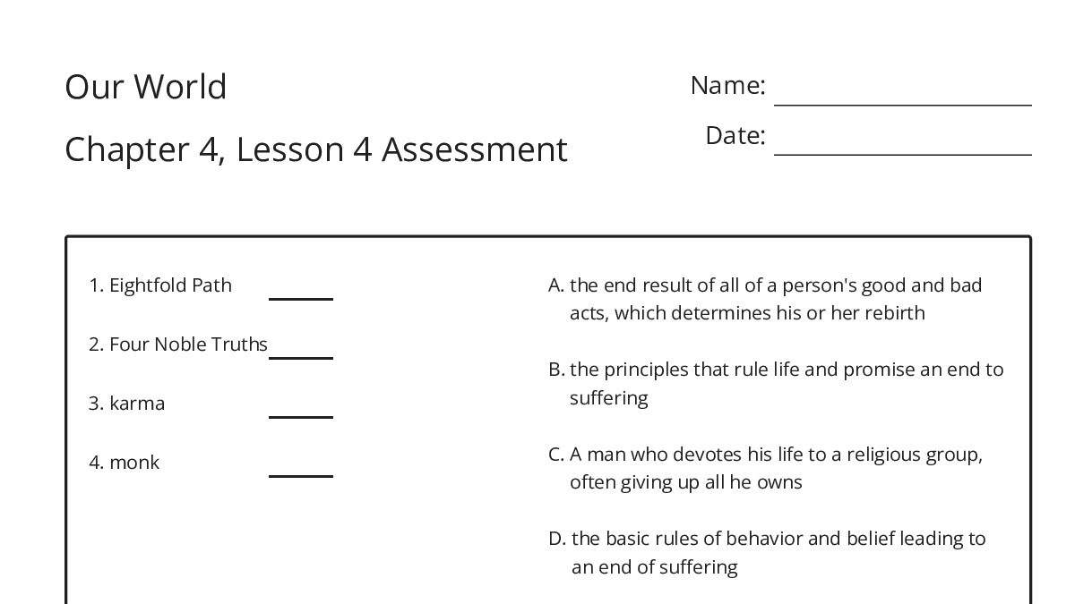 Our World Chapter 4, Lesson 4 Assessment - My Worksheet Maker: Create ...