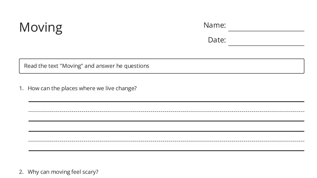 Moving - My Worksheet Maker: Create Your Own Worksheets