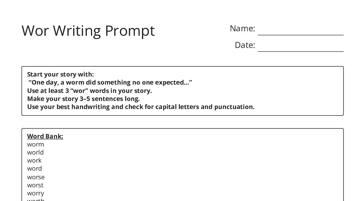 Wor Writing Prompt - My Worksheet Maker: Create Your Own Worksheets