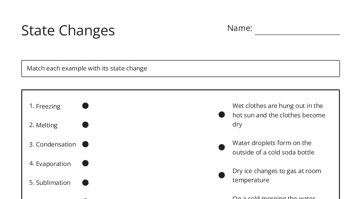 State Changes - My Worksheet Maker: Create Your Own Worksheets