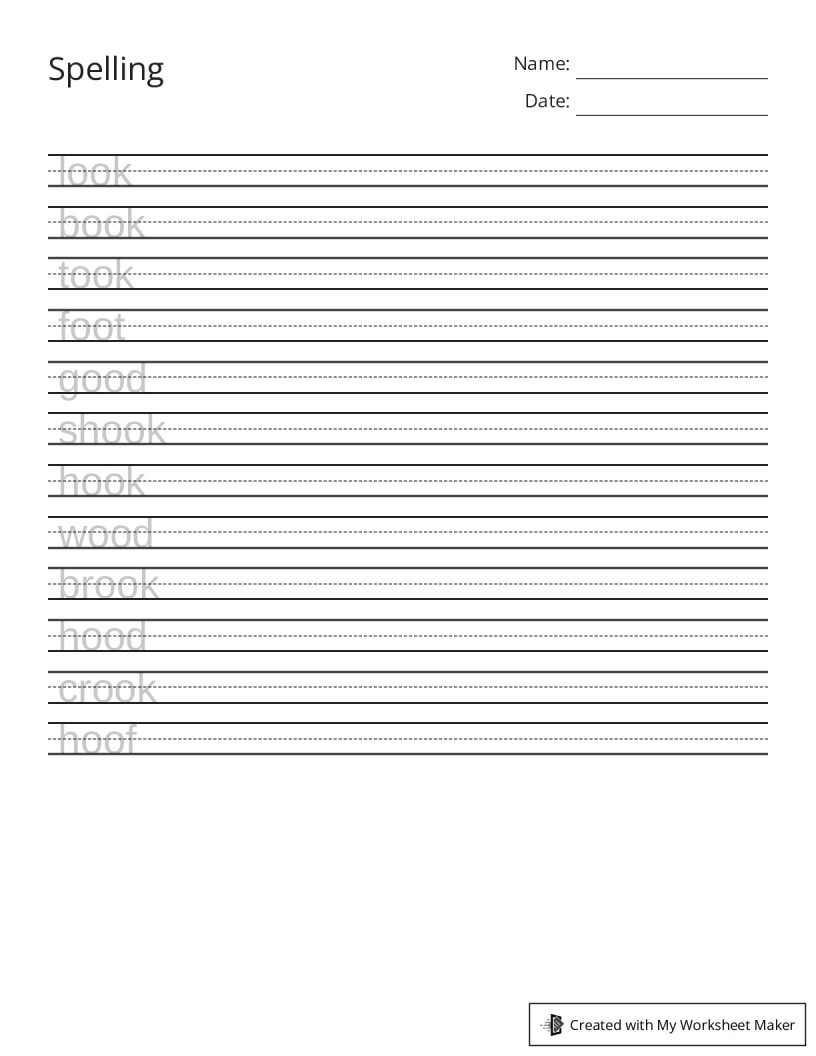 Spelling - My Worksheet Maker: Create Your Own Worksheets