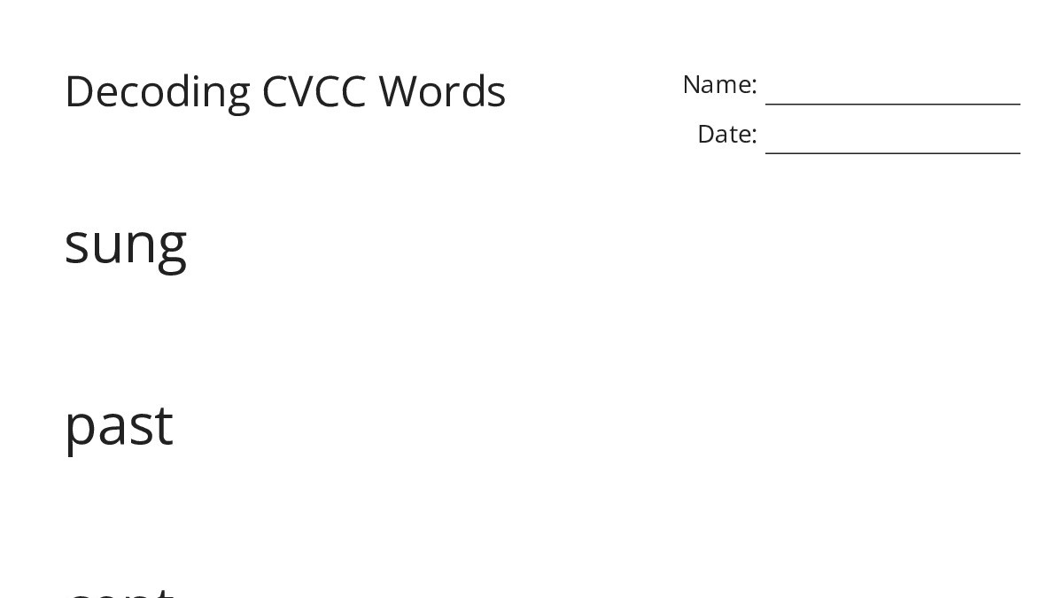 Decoding CVCC Words - My Worksheet Maker: Create Your Own Worksheets