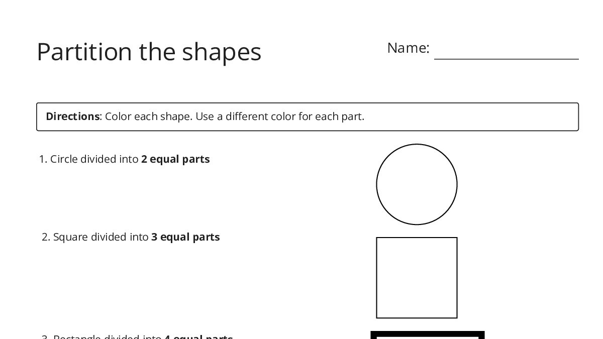Partition the shapes - My Worksheet Maker: Create Your Own Worksheets